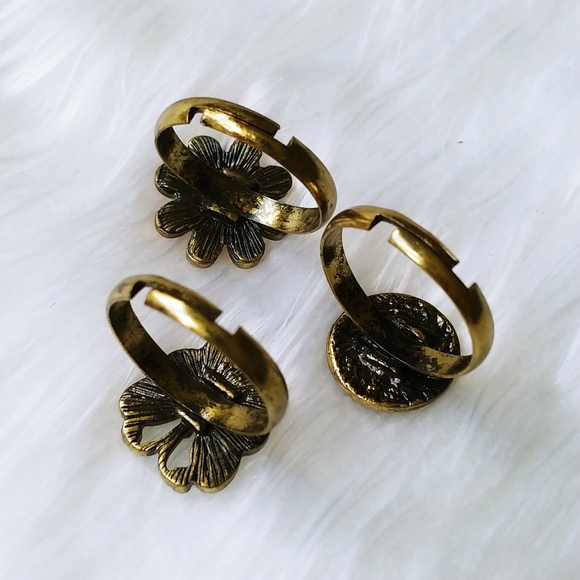 J. Crew | Jewelry | J Crew Set Of 3 Adjustable Rings Flower Butterfly ...
